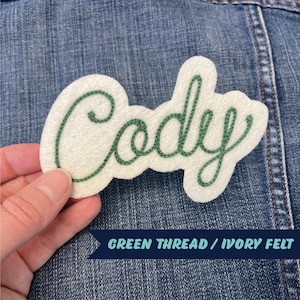 Custom Name Patch With Cursive Script Font | Handmade Chainstitch Embroidered Personalized Iron ...