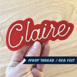 Name Patch With Cursive Script Font for Christmas Stocking | Handmade Chainstitch Embroidery ...