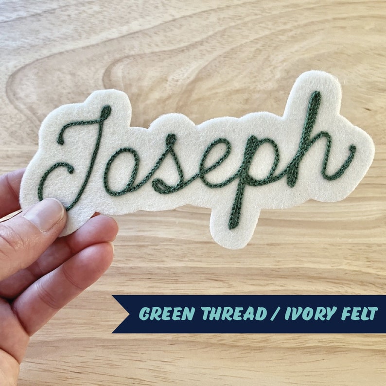 Name Patch With Cursive Script Font for Christmas Stocking | Handmade ...