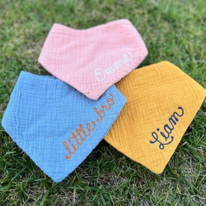 Custom Baby Bib Embroidered With Script Name Chainstitched Cotton ...