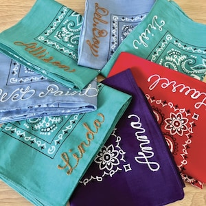 Personalized Chainstitch Embroidered Bandana With Custom Name | Cotton ...