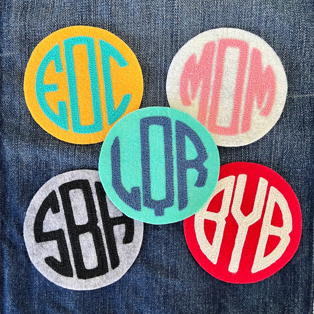Chainstitch Embroidered Round Retro 3 Letter Monogram Patch - Custom ...