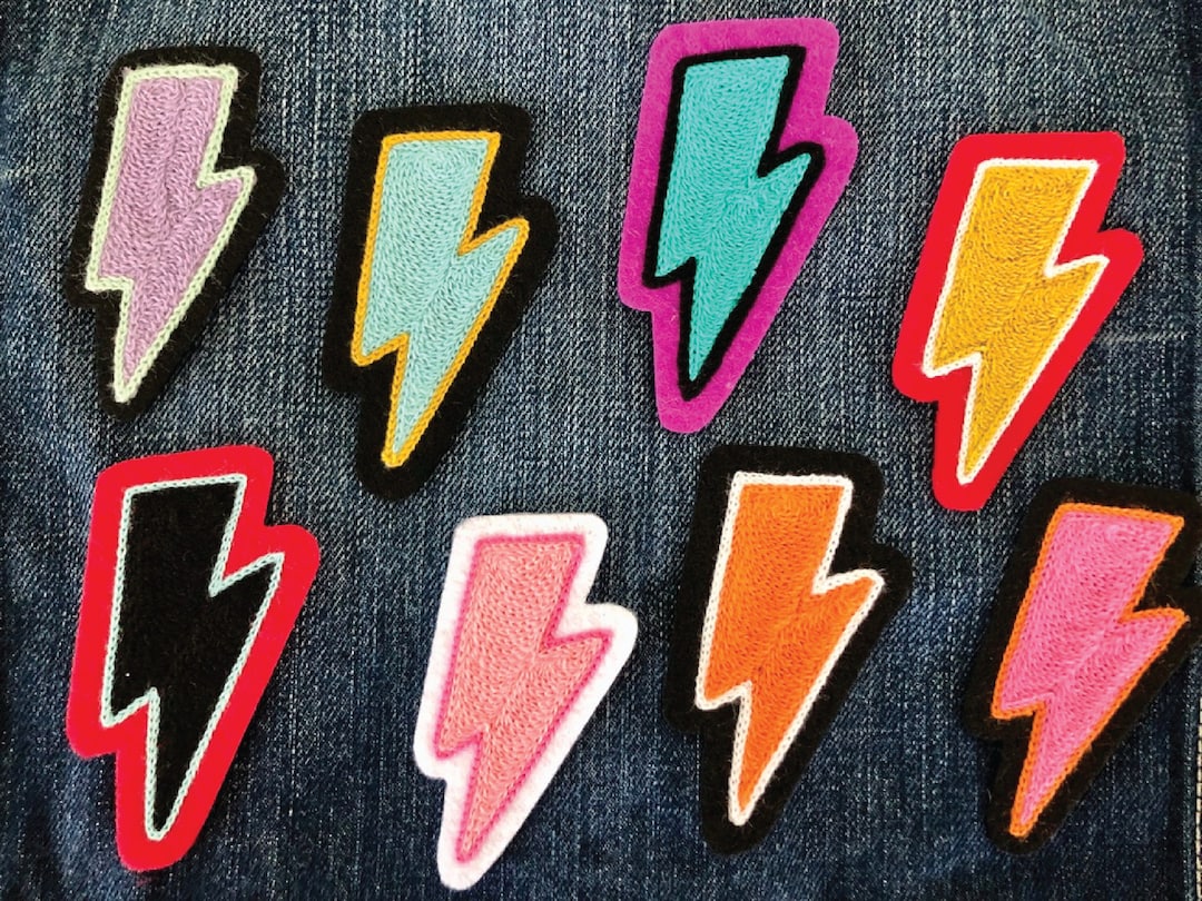 Handmade Chainstitch Embroidery Iron-on Patch - Lightning Bolt Patch ...