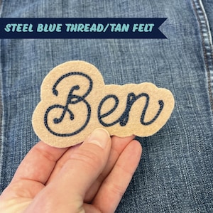 Custom Name Patch With Cursive Script Font | Handmade Chainstitch Embroidered Personalized Iron ...