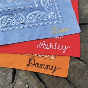 Personalized Chainstitch Embroidered Bandana With Custom Name Cotton ...