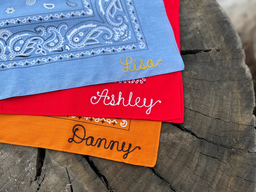Personalized Chainstitch Embroidered Bandana With Custom Name | Cotton ...