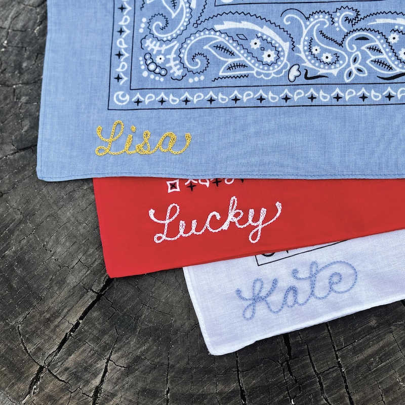 Embroidered Bandana - Etsy