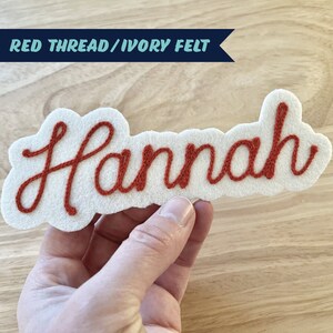 Name Patch With Cursive Script Font for Christmas Stocking | Handmade Chainstitch Embroidery ...