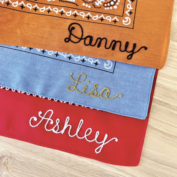 Embroidered Bandana - Etsy