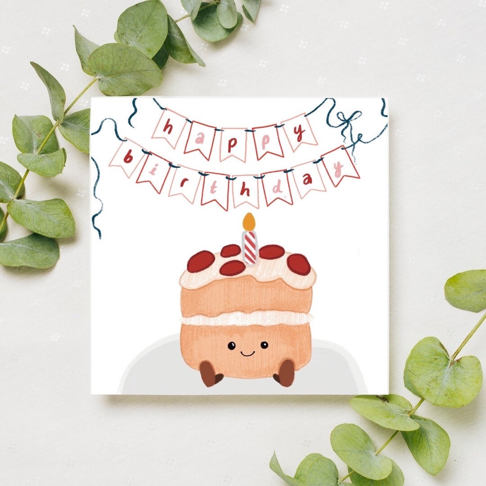 Jellycat Ammusable Cake Illustrated Birthday Greeting Card - Etsy