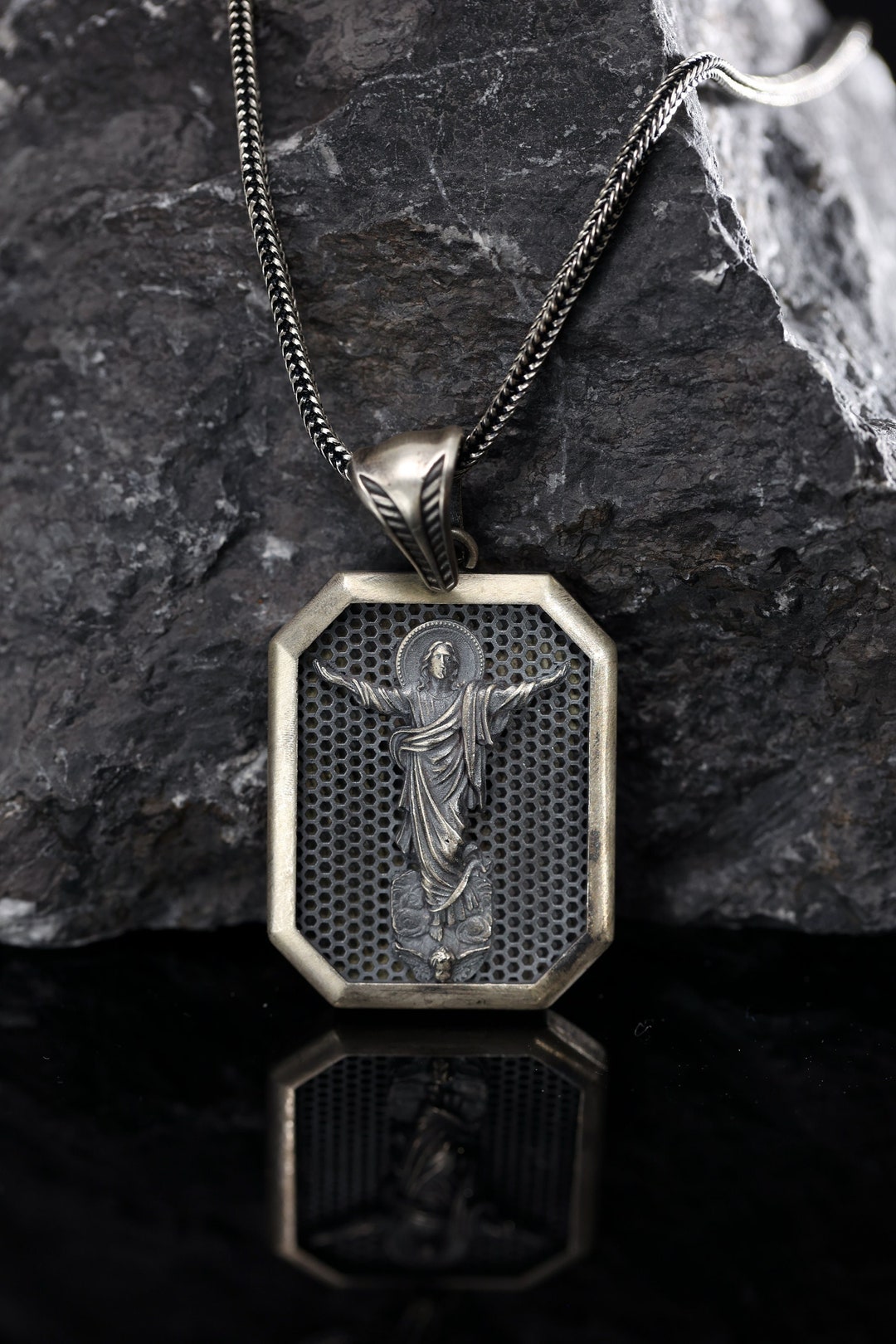 Jesus Christ Necklace,personalized Sterling Silver Jesus Christ Pendant ...