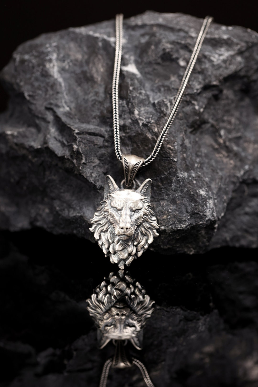 Wolf Necklace for Men,wolf Necklace Sterling Silver,handmade Wolf Head ...