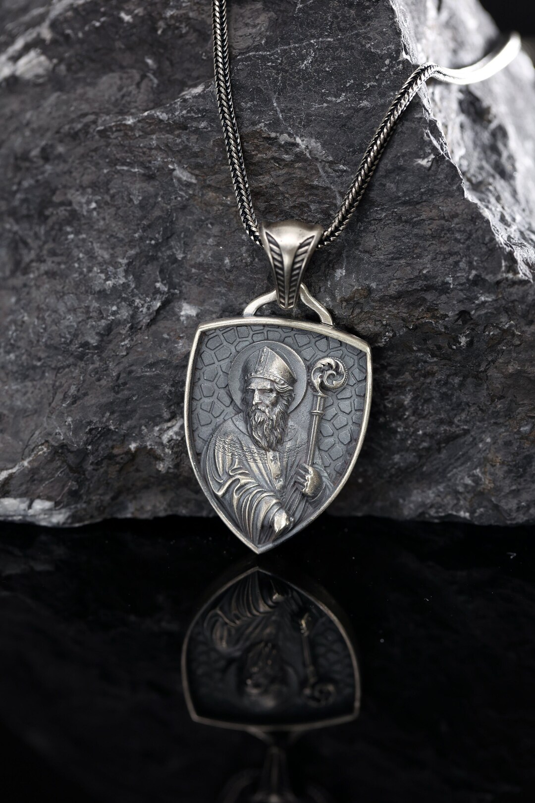St Patrick Religious Men Pendant,sterling Silver Christian Necklace ...