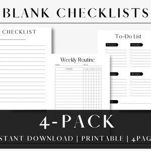 Blank Printable Checklists, Weekly Routine Planner Printable, Checklist ...