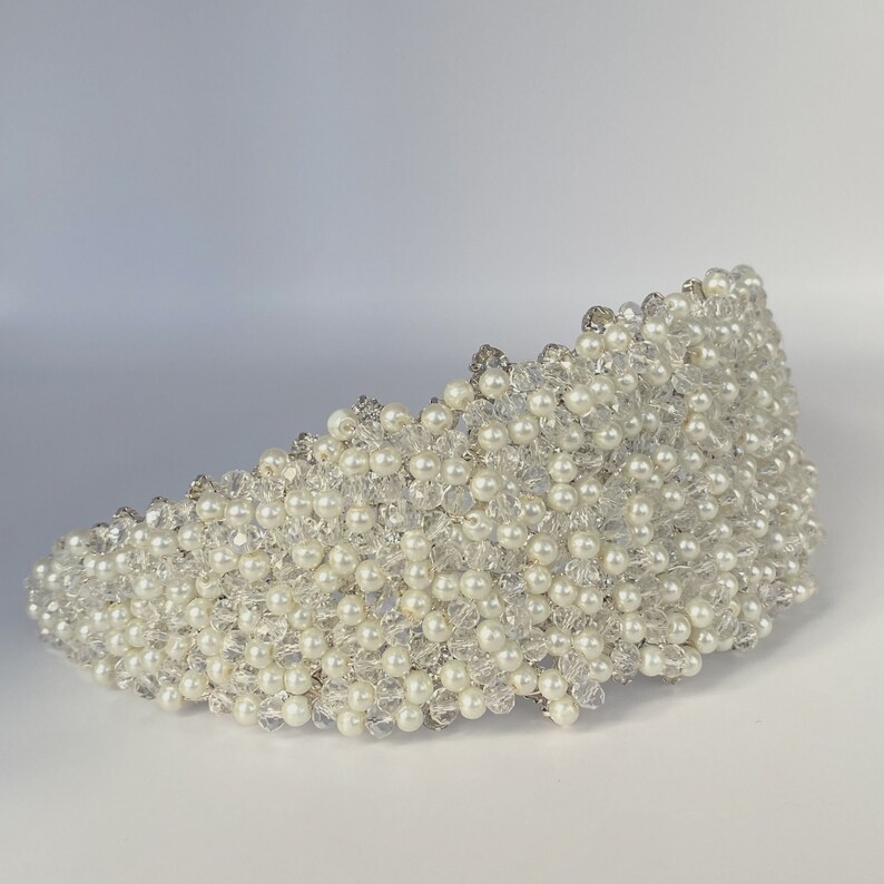 Pearl and Crystal Bridal Tiara, Pearl Wedding Headpiece,pearl Bridal ...