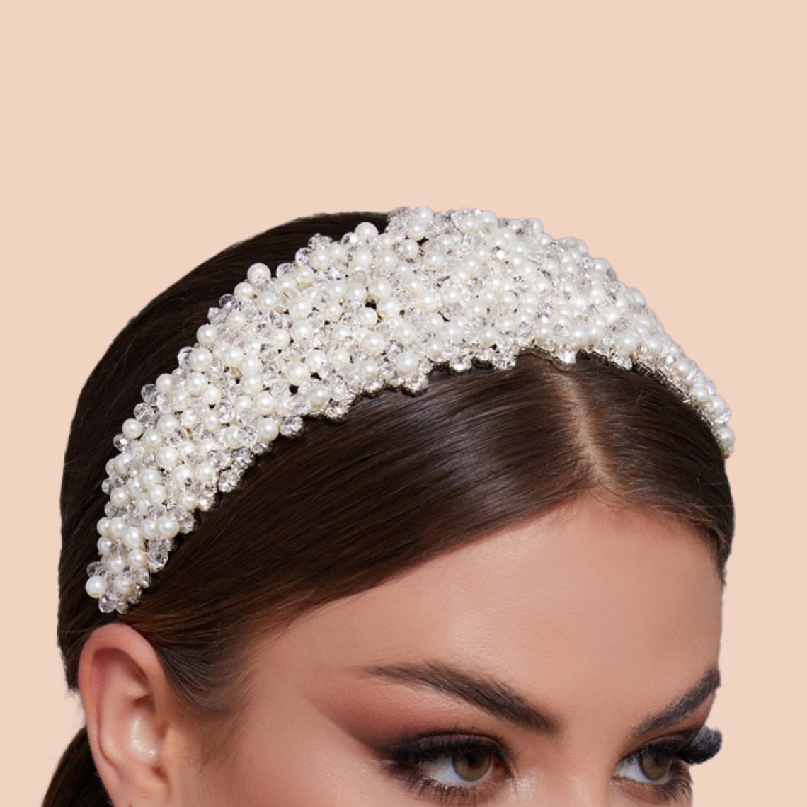 Pearl and Crystal Bridal Tiara, Pearl Wedding Headpiece,pearl Bridal ...