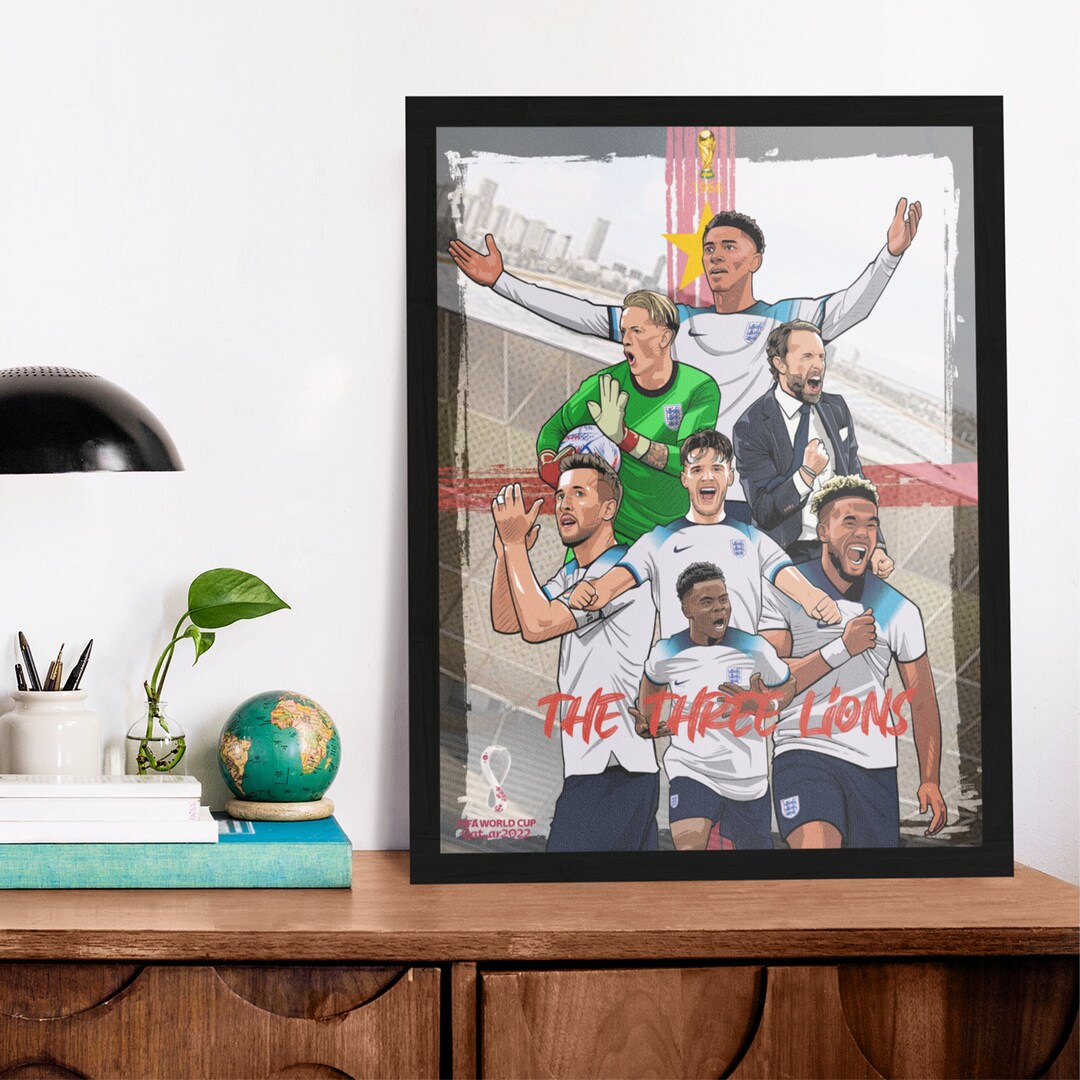 England National Team Poster, World Cup Qatar 2022 Poster, Framed ...