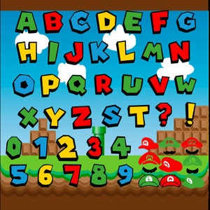Super Mario Lettering & Hats SVG Download File - Etsy