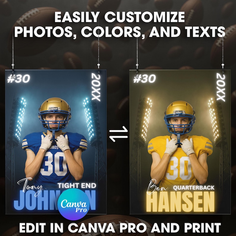 8-pack Football Senior Banner Templates – Canva Template - Etsy