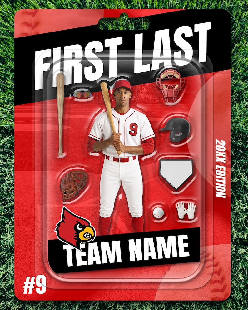 Editable Photoshop Action Figure Template Series | Baseball Packaging ...