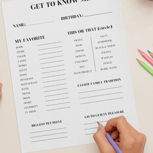 Get to Know Me Survey, Coworker Questions, Favorites Quiz, Employee ...