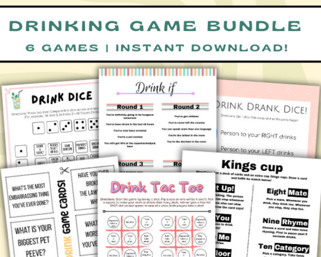 Drinking Games Bundle, Drinking Party Games, Fun Drinking Games ...