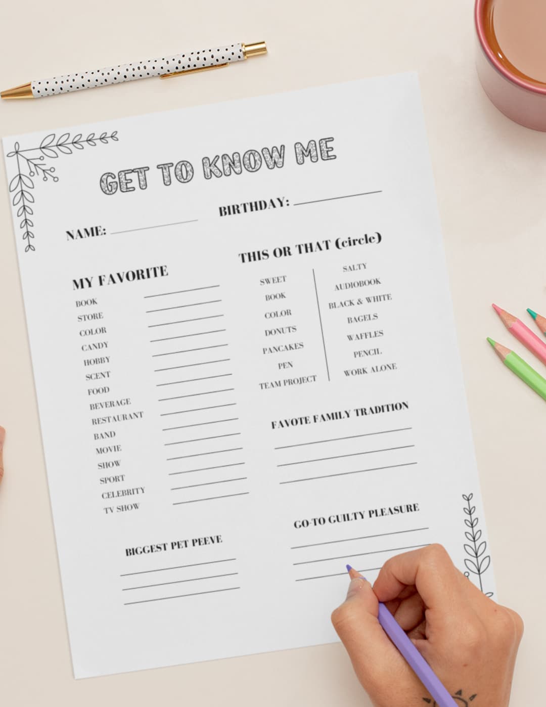 Get to Know Me Survey, Coworker Questions, Favorites Quiz, Employee ...