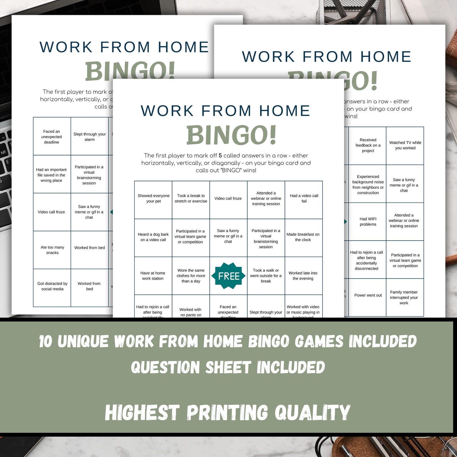Work From Home Bingo, Virtual Office Game, Zoom Bingo, Work Party Game ...