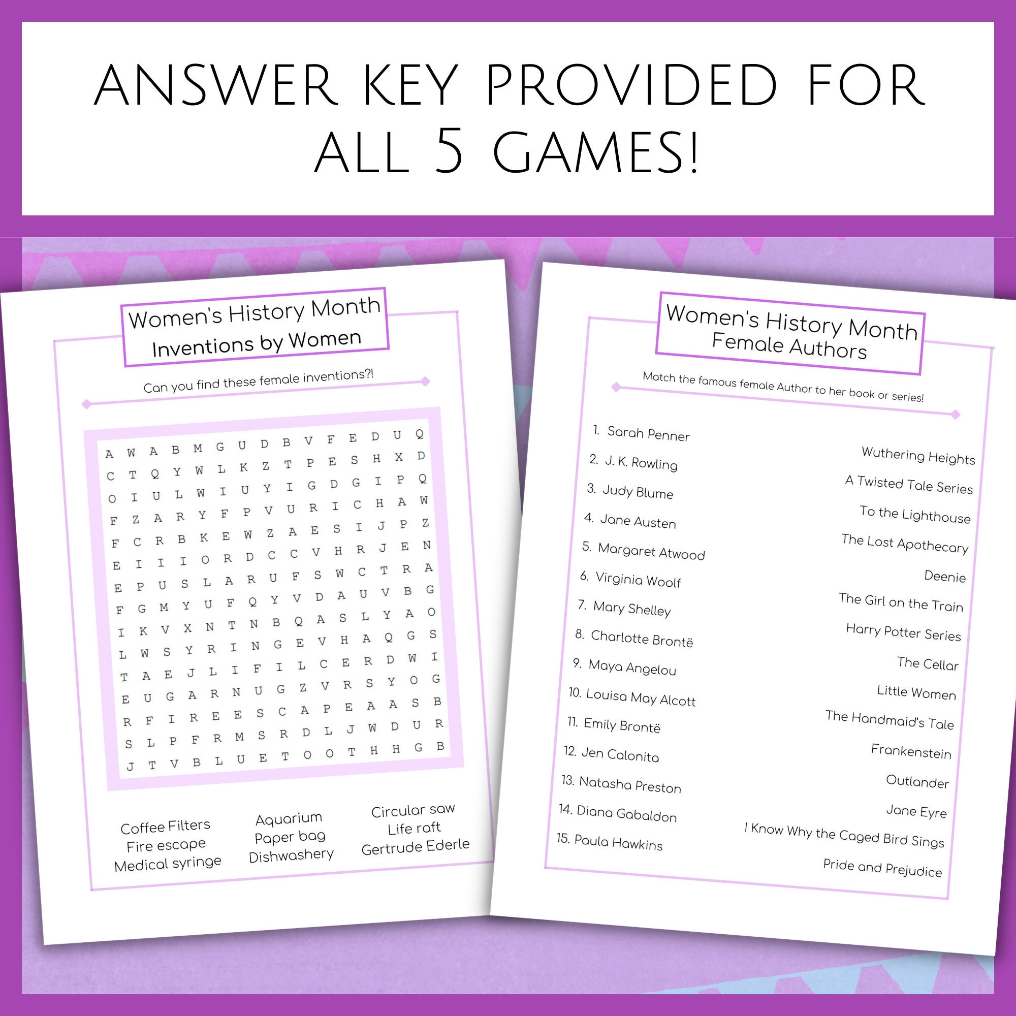 Women's History Month Games, International Women's Day Games, Women's ...
