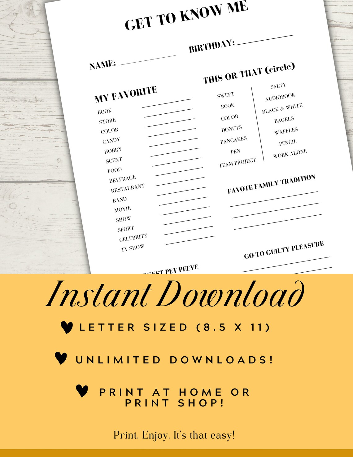 Get to Know Me Survey, Coworker Questions, Favorites Quiz, Employee ...