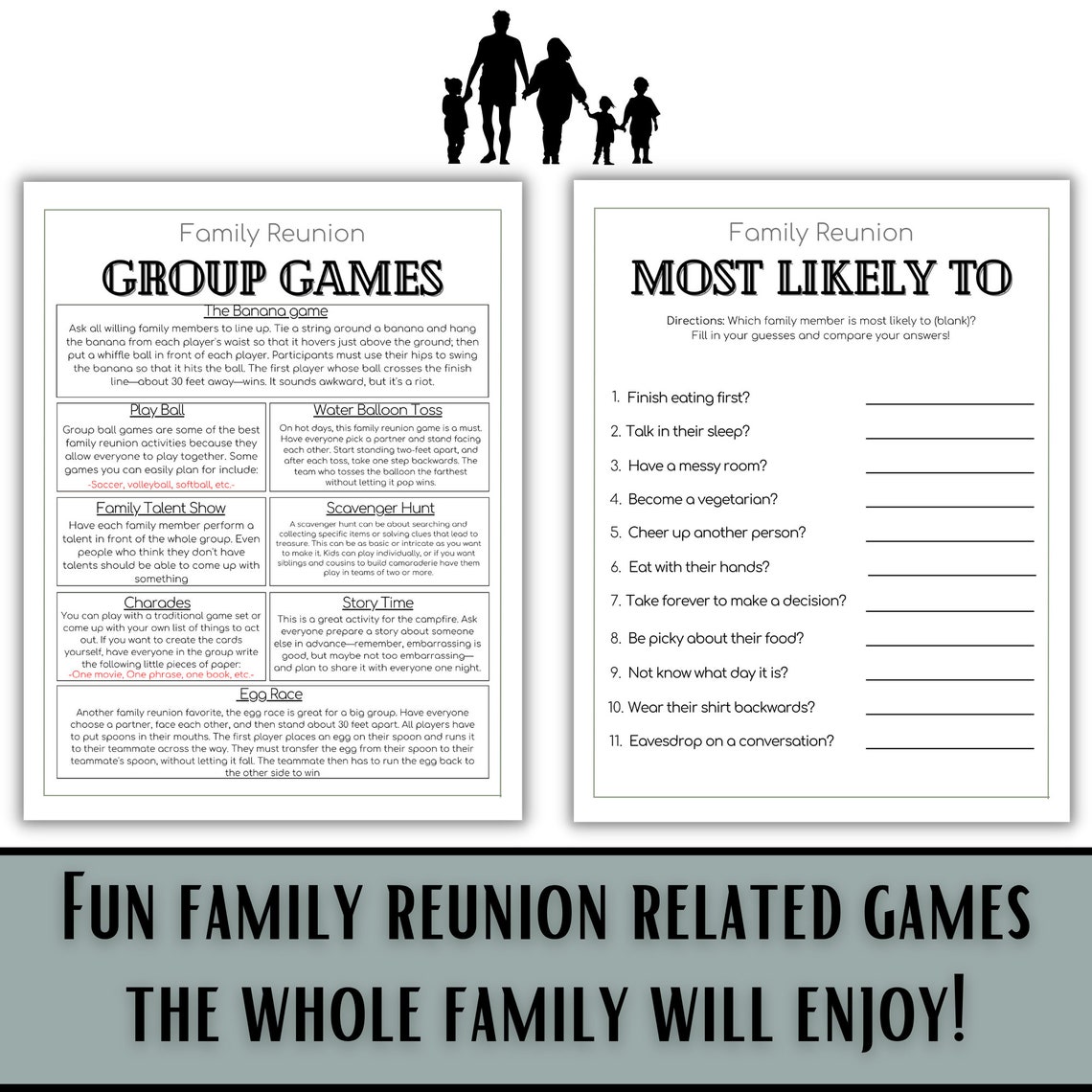 Family Reunion Games Bundle, Family Reunion Activities, Family ...