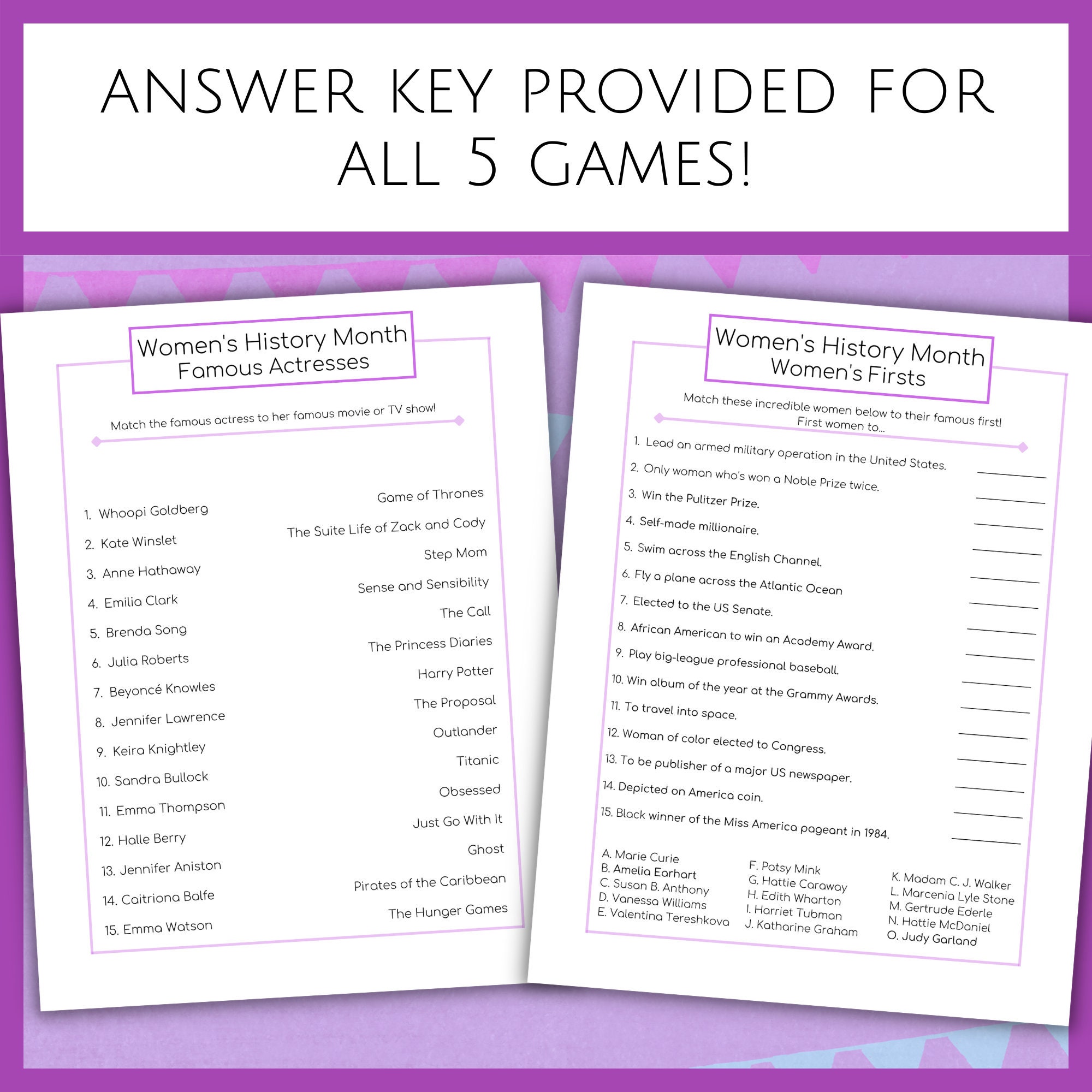 Women's History Month Games, International Women's Day Games, Women's ...