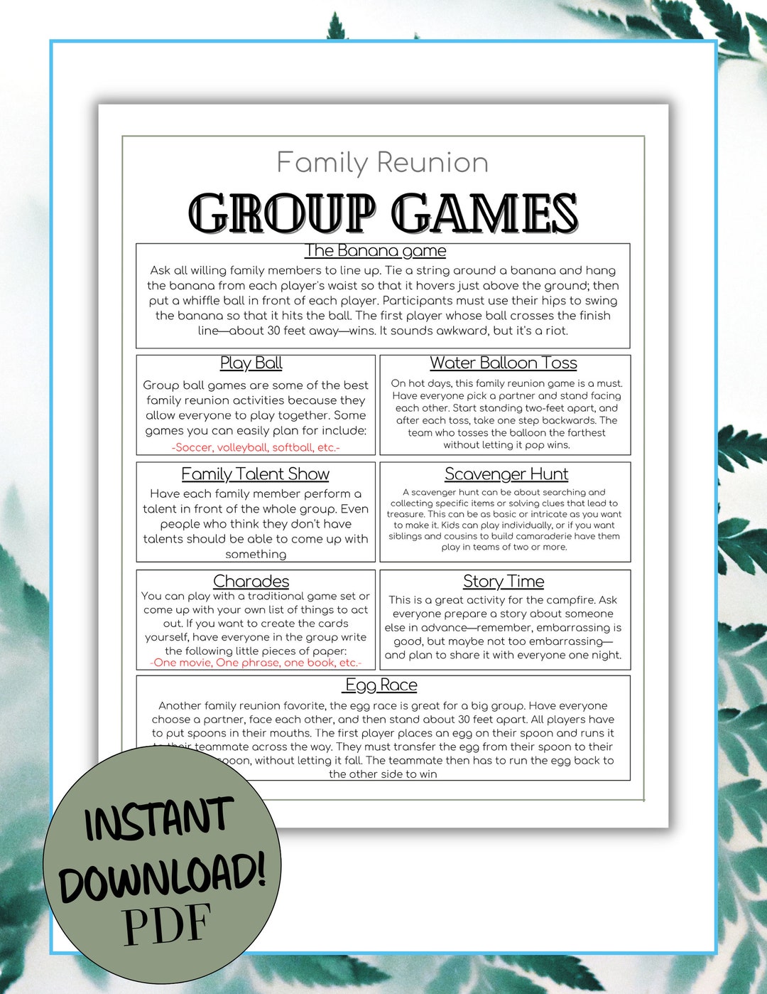 Family Reunion Game, Family Reunion Icebreaker, Fun Family Reunion Game ...