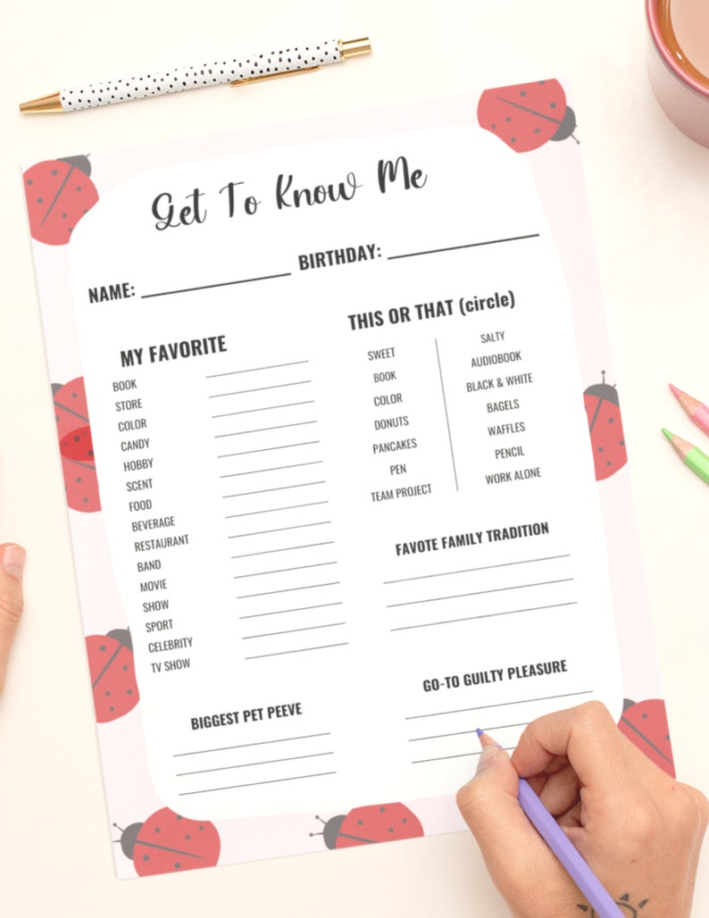 Get to Know Me Survey, Coworker Questions, Favorites Quiz, Employee ...