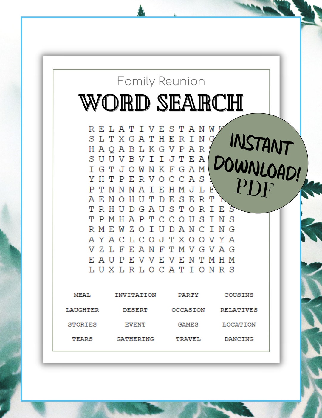 Family Reunion Icebreaker, Family Reunion Game, Printable Family ...