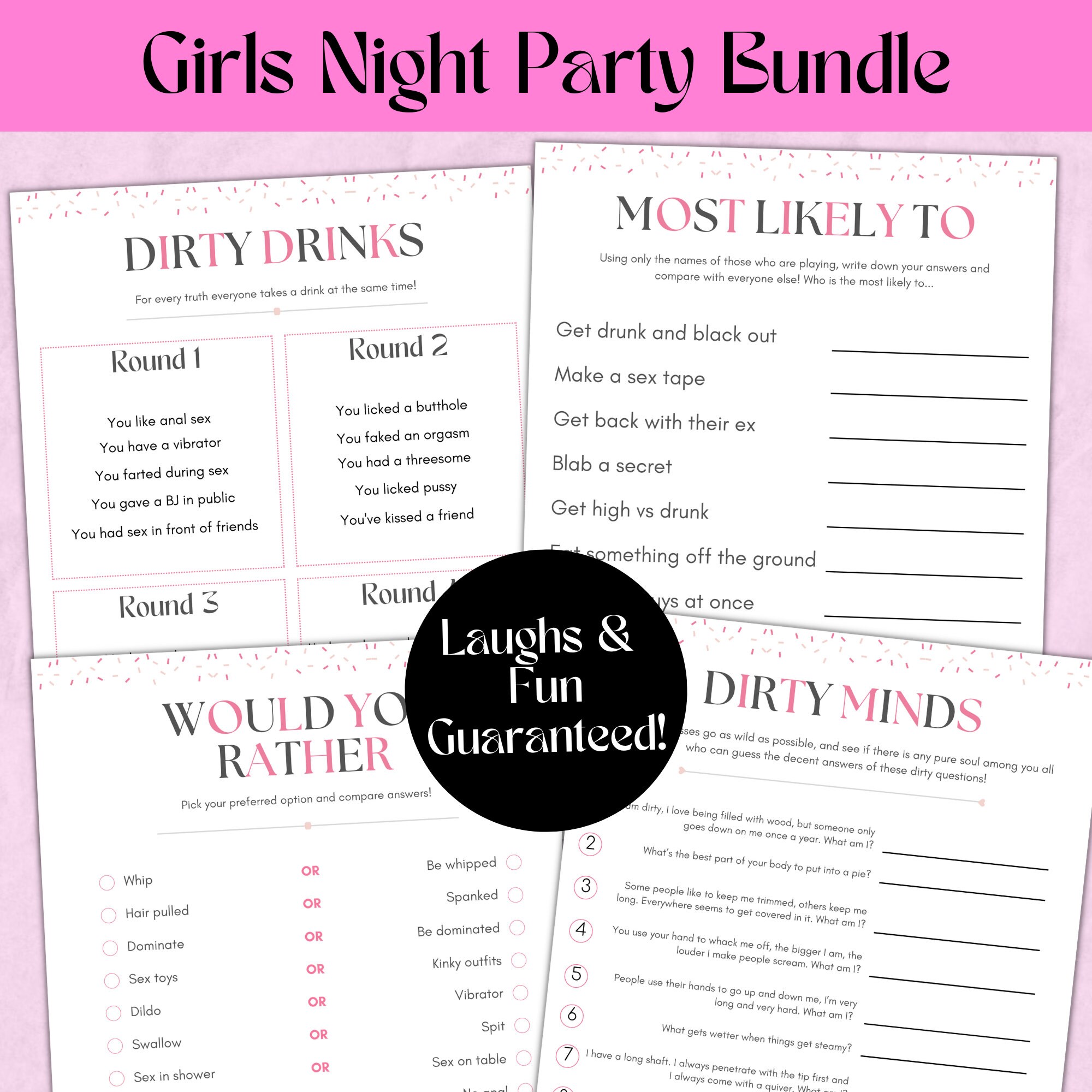Girls Night Games Bundle, Virtual Game Night, Virtual Girls Night ...