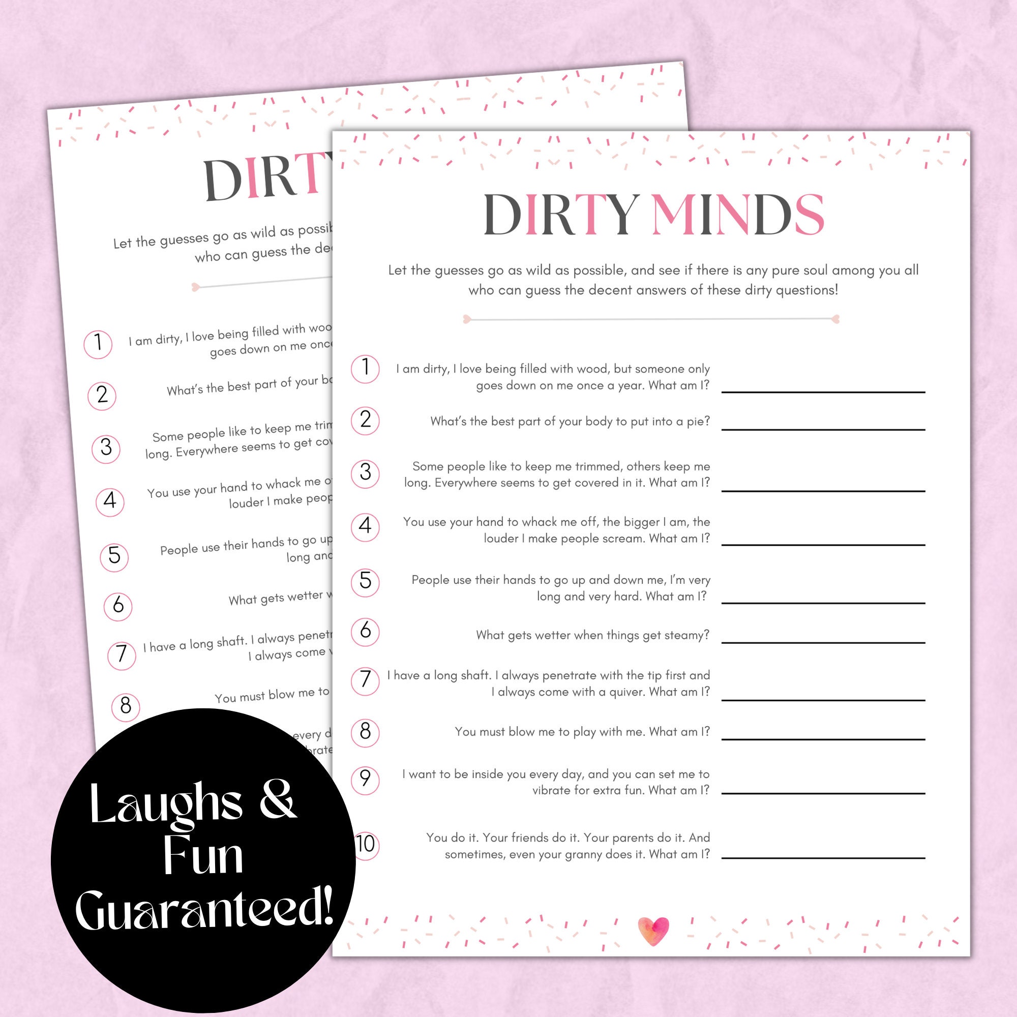 Dirty Minds, Ladies Night Party Games, Ladies Night Games, Games for ...