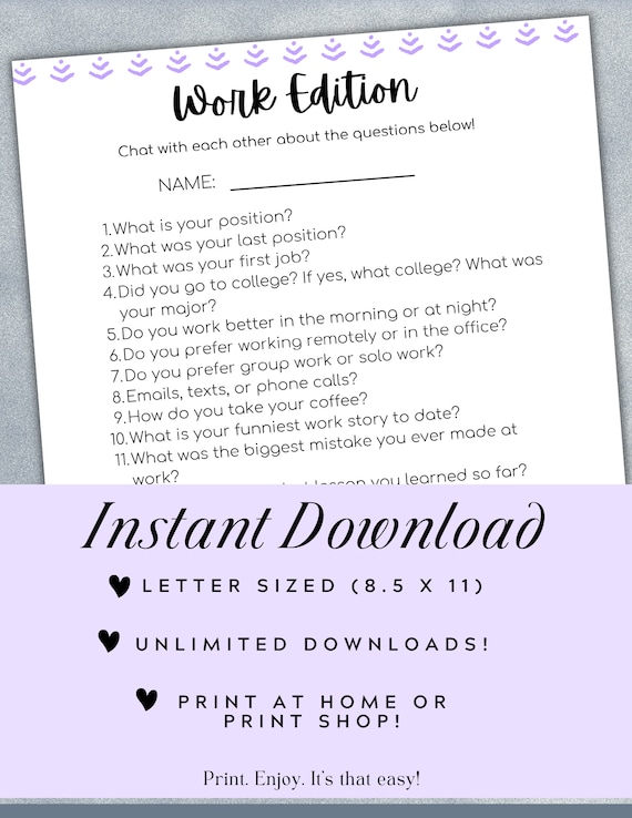 Questions About Me Quiz