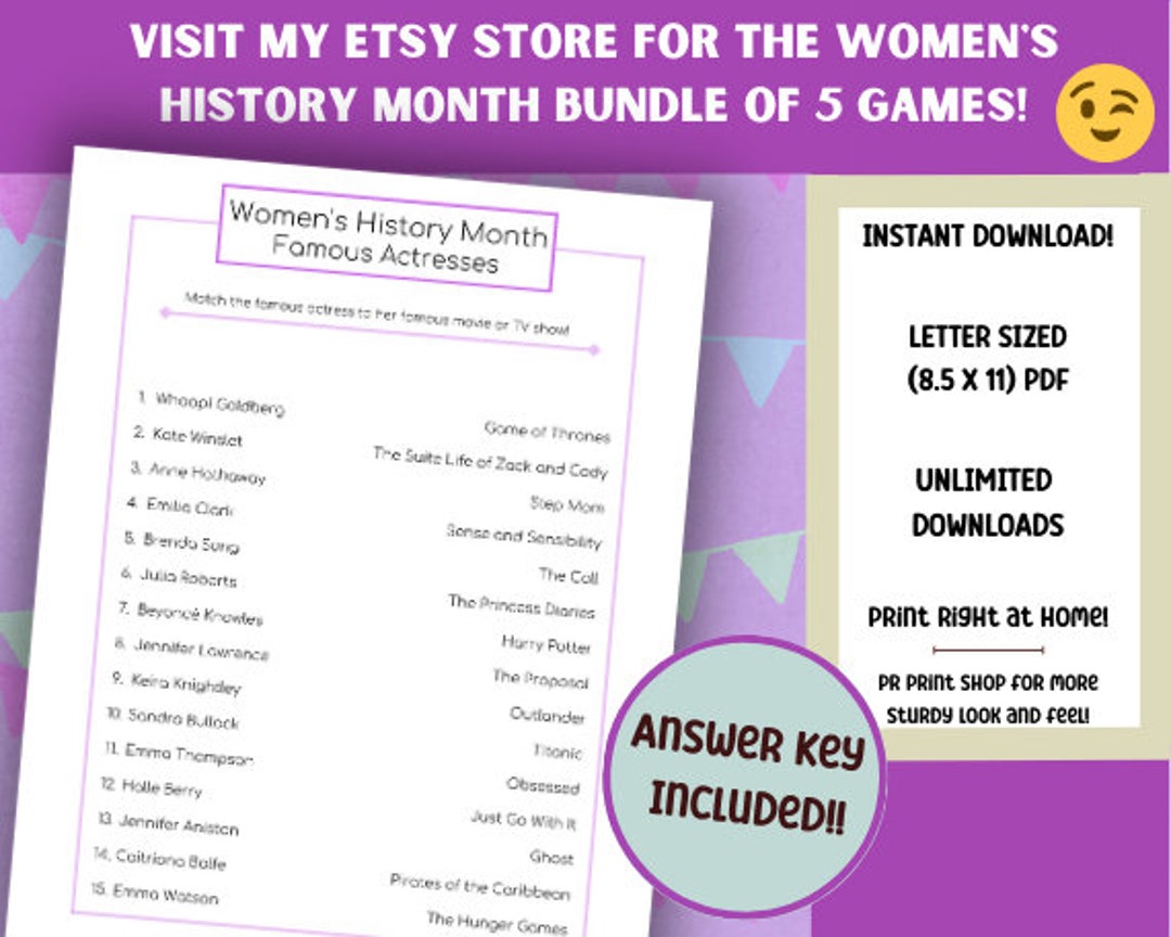Women's History Month Game, Famous Actresses Game, International Women ...