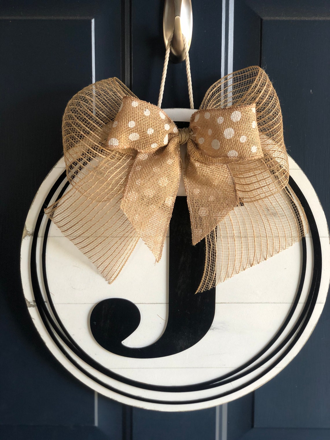 Monogram Initial Door Hanger, Simple Door Hanger, Wooden Front Door ...