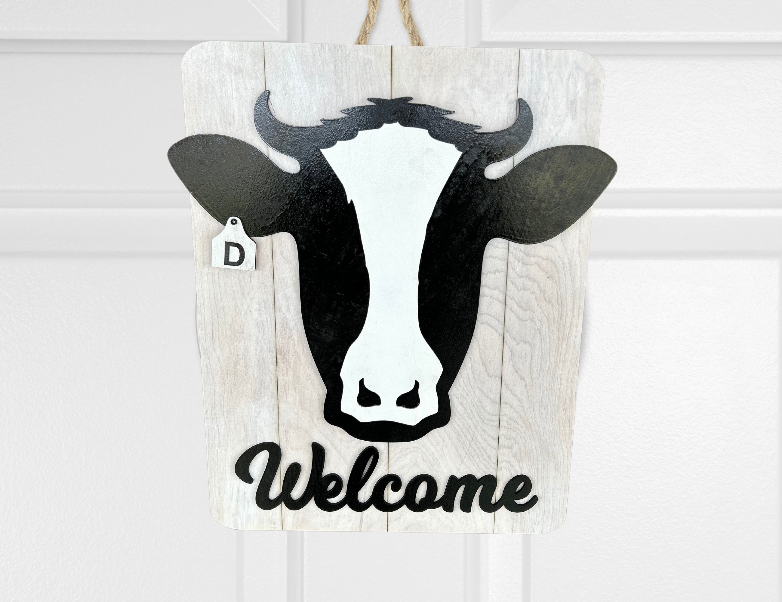 Personalized Custom Cow Welcome Door Hanger, Cow Wall Sign - Etsy