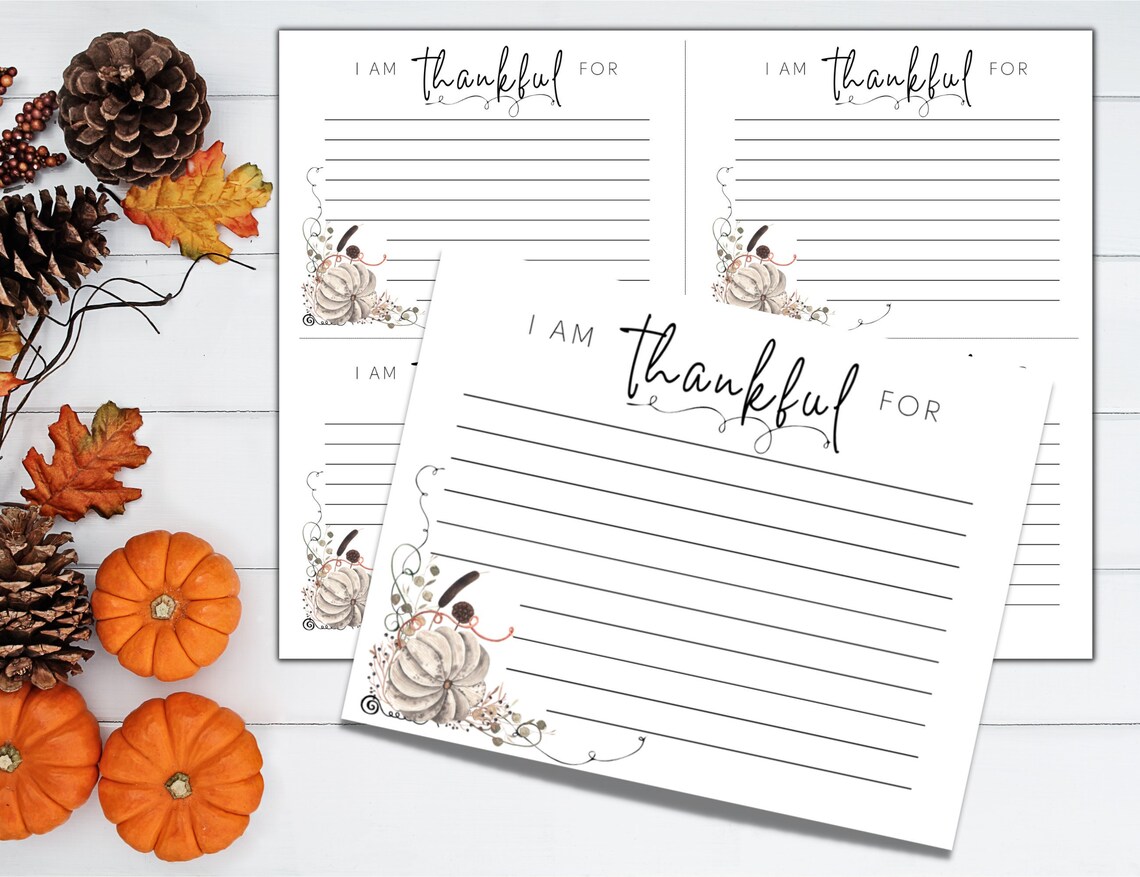 I Am Thankful Printable Cards Digital Download, Gratitude Card ...
