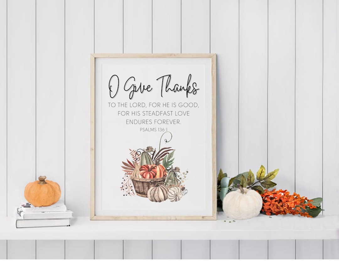 Thanksgiving Bible Verse Printable Wall Art, Fall Christian Wall Art ...