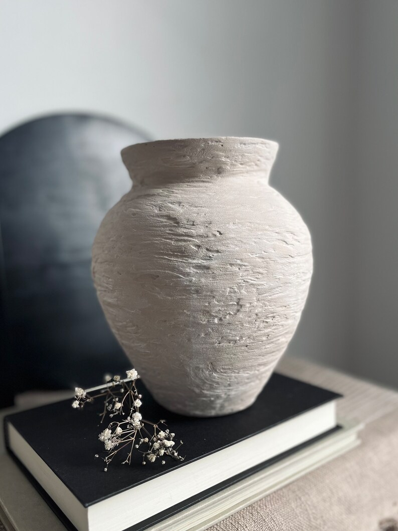 Distressed Vessel, Textured Matte Beige and White Hand-painted Vase - Etsy