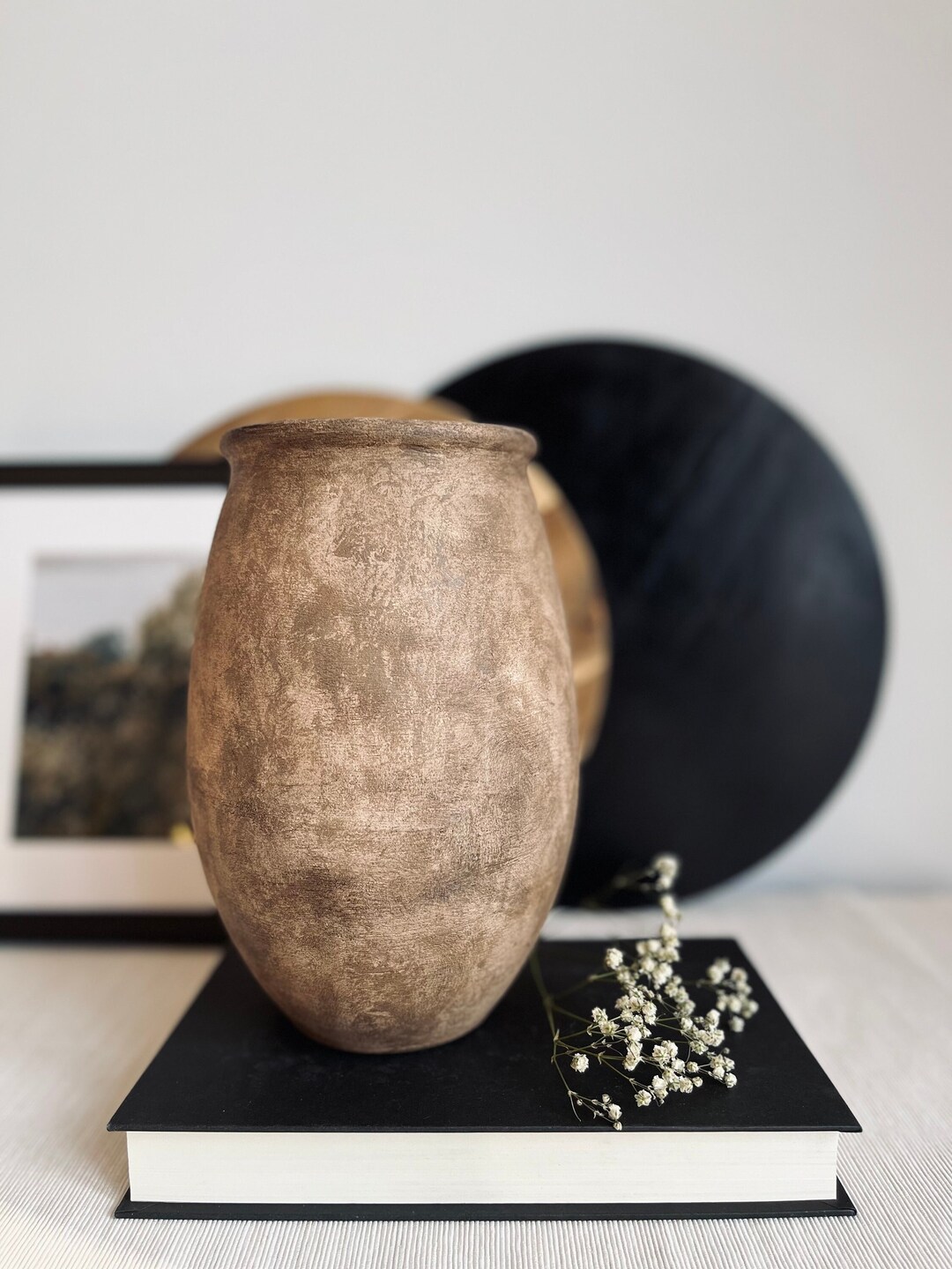 Distressed Vessel, Brown and Beige Textured Rustic Vase - Etsy