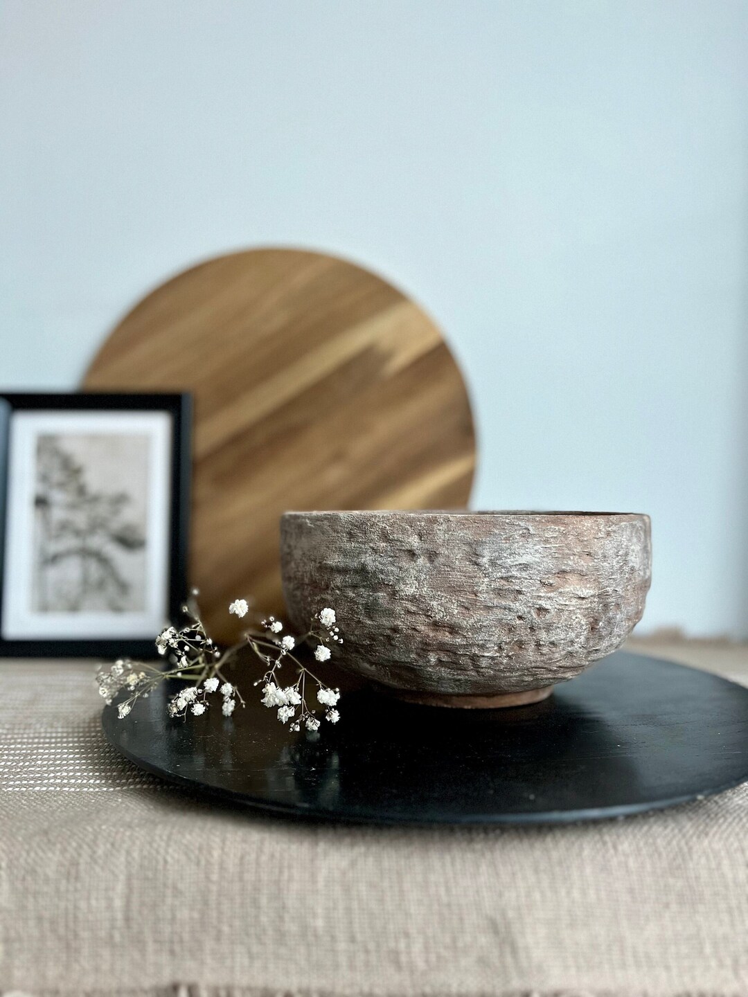 Distressed Ceramic Vessel, Brown and Beige Textured Ceramic Rustic Vase ...
