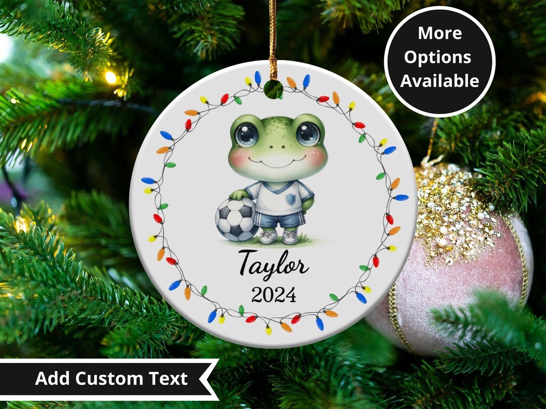 Custom Soccer Frog Ceramic Ornament, Cute Soccer Gift, Personalized ...