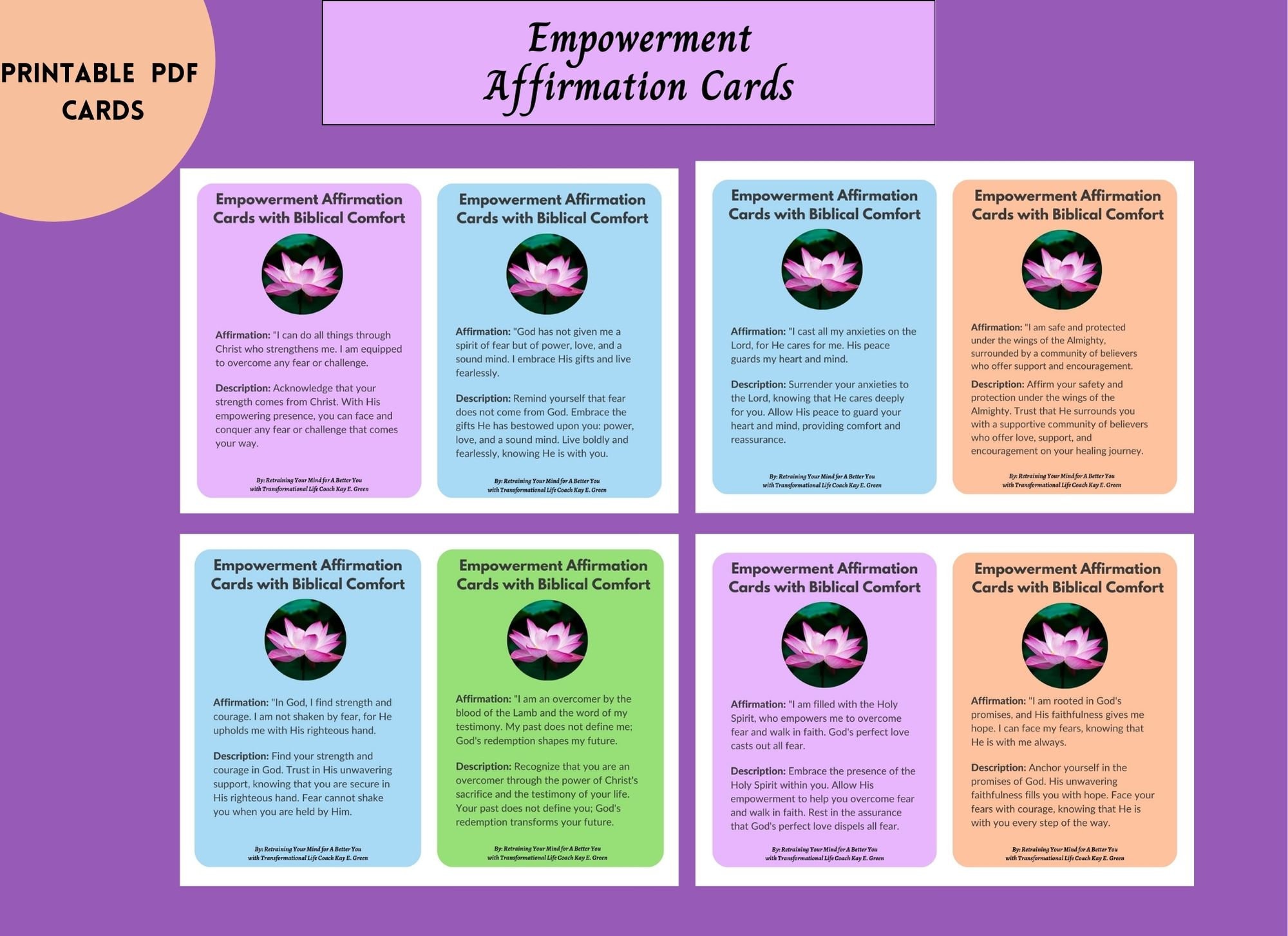Printable Empowerment Affirmation Cards With Biblical Comfort ...
