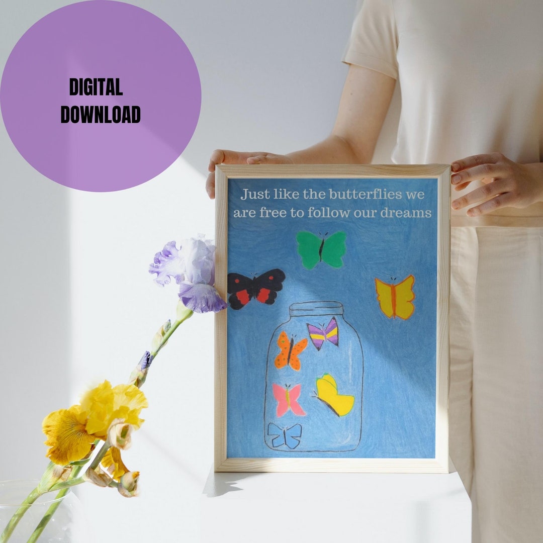 Butterfly Motivational Printable Wall Art, Butterfly Decor - Etsy