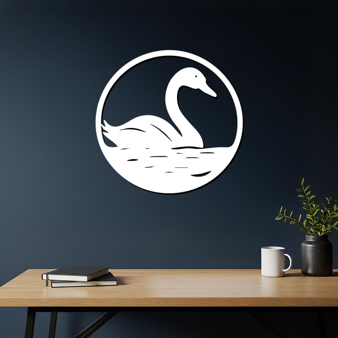 Swan Wall Art, Metal Wall Art Decor, Minimalist Gift, Animal Wall Sign ...